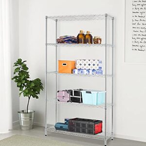 5 tier wire shelving unit 72"x36"x14"storage shelves metal wire shelf storage rack adjustable commercial organizer heavy duty layer unit for restaurant garage pantry kitchen office (chrome)