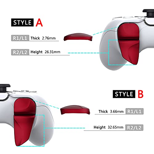 PlayVital Blade 2 Pairs Shoulder Buttons Extension Triggers for ps5 Controller, Game Improvement Adjusters for ps5 Controller, Bumper Trigger Extenders for ps5 Edge Controller - Scarlet Red