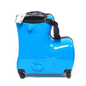 20" Suitcase Children Scooter Wheel Luggage Kid Riding Suitcase Funny Suitcase Luggage Travel Fashionable Appearance Rideable (Blue-20")