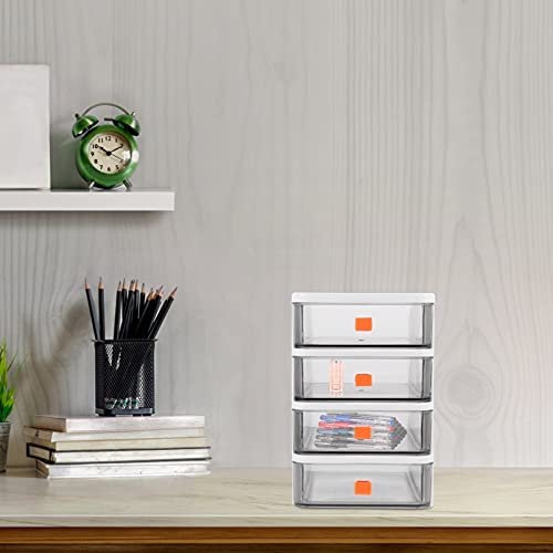 BESPORTBLE Makeup Organizer Drawers Desktop Storage Cabinet Small Multi- layer Drawer Storage Box Sundries Classification Decorative Dressing Boxes (White, 4 layer) Makeup Drawers Storage Cabinet