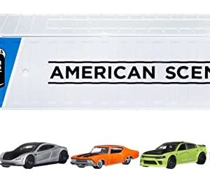 Hot Wheels Premium Car Culture American Scene Vehicles, 5-Pack of 1:64 Scale American-Made Models, Real Riders Tires, Gift for Collectors