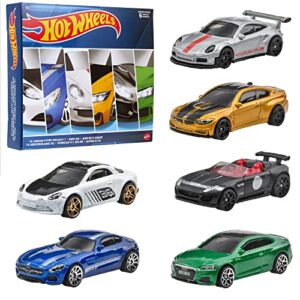 Hot Wheels Themed Multipacks of 6 Toy Cars, 1:64 Scale, Authentic Decos, Popular Castings, Rolling Wheels, Gift for Kids 3 Years Old & Up & Collectors