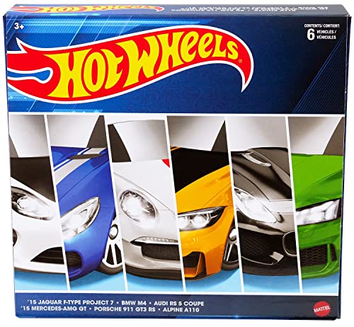 Hot Wheels Themed Multipacks of 6 Toy Cars, 1:64 Scale, Authentic Decos, Popular Castings, Rolling Wheels, Gift for Kids 3 Years Old & Up & Collectors