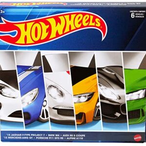 Hot Wheels Themed Multipacks of 6 Toy Cars, 1:64 Scale, Authentic Decos, Popular Castings, Rolling Wheels, Gift for Kids 3 Years Old & Up & Collectors