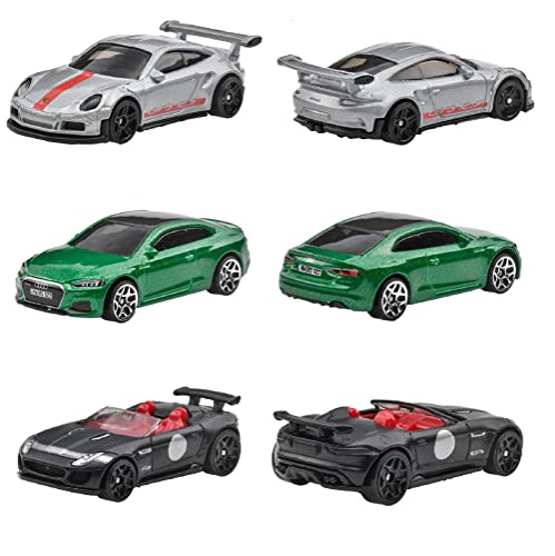 Hot Wheels Themed Multipacks of 6 Toy Cars, 1:64 Scale, Authentic Decos, Popular Castings, Rolling Wheels, Gift for Kids 3 Years Old & Up & Collectors