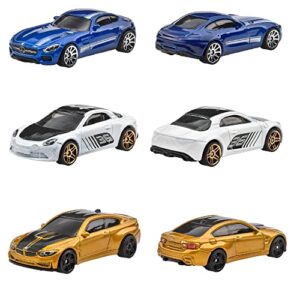 Hot Wheels Themed Multipacks of 6 Toy Cars, 1:64 Scale, Authentic Decos, Popular Castings, Rolling Wheels, Gift for Kids 3 Years Old & Up & Collectors