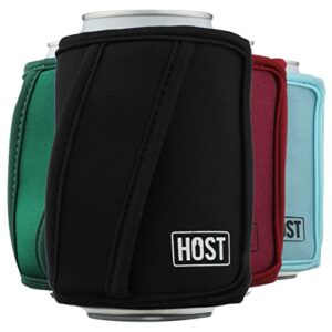 host insta-chill can cooler flexible freezable gel and ice pack for regular 12 oz cans, black