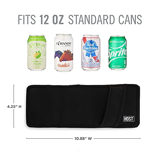 HOST Insta-Chill Can Cooler Flexible Freezable Gel and Ice Pack for Regular 12 oz Cans, Black