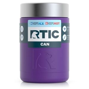 RTIC Can Cooler Insulated, Beer, Beverage, Soda Can Cooler with Lid, Stainless Steel Metal, Double Wall Insulation Coozie for Cans, Sweat Proof, 12oz, Majestic Purple