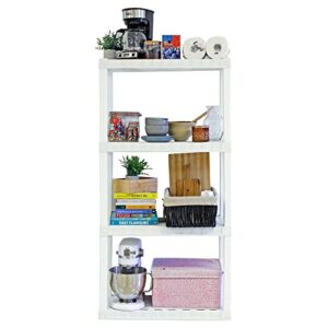 koolatron oskar 4-tier storage shelf, heavy duty shelving unit, 400 lbs(14 x 30 x 57 inches), multipurpose organizer for garage, laundry room, utility shed, workshop, made in north america, white