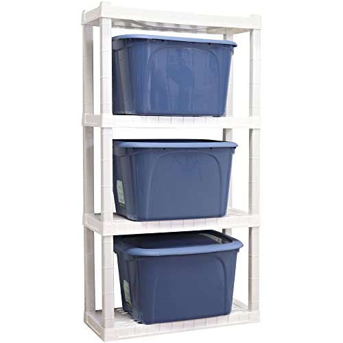 Koolatron Oskar 4-Tier Storage Shelf, Heavy Duty Shelving Unit, 400 lbs(14 x 30 x 57 inches), Multipurpose Organizer for Garage, Laundry Room, Utility Shed, Workshop, Made in North America, White