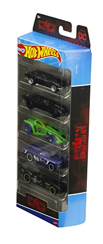 Hot Wheels Batman 5-Pack, Set of 5 Batman-Themed Toy Cars in 1:64 Scale (Styles May Vary)