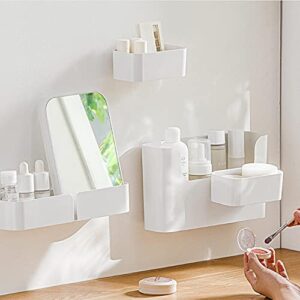 Bedside Bed Organizer Storage Rack Floating Wall Shelves Shelf Caddy, Stick On Wall Mounted Bedrooms, Bathrooms, Offices, Dormitories for Cosmetics, Books, Mobile Phones and Other Supplies-M