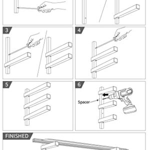 JF ROSSI Wood Storage Organizer Rack - Pack of 4 Heavy Duty - Complete with Work Gloves and Measuring Tape 3 Level Wall Mounted Metal Lumber Shelf