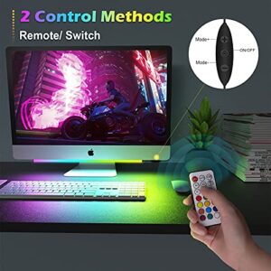 WILLED Under Monitor Light Bar, RGB Gaming Lights for Gaming Setup, Ambiance Backlights with Remote Controller, 5V USB Powered, for Gaming, Keyboard, Computer Accessories, PC Desk, Room Decoration