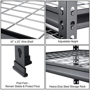 WORKPRO 5-Tier Metal Shelving Unit, 48”W x 24”D x 72”H, Heavy Duty Adjustable Storage Rack, 4000 lbs Load Capacity (Total), for Garage, Basement, Warehouse, Workshop