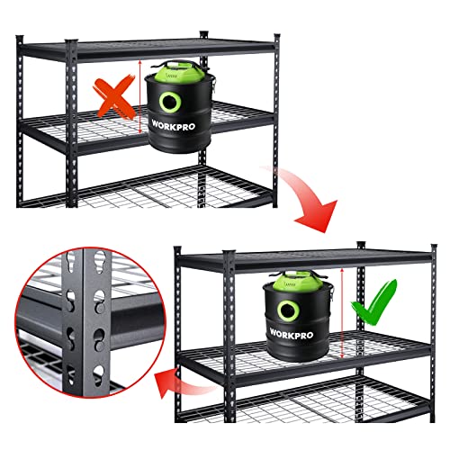 WORKPRO 5-Tier Metal Shelving Unit, 48”W x 24”D x 72”H, Heavy Duty Adjustable Storage Rack, 4000 lbs Load Capacity (Total), for Garage, Basement, Warehouse, Workshop