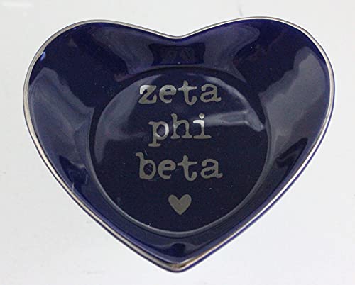 Sorority Shop Zeta Phi Beta Jewelry Dish - Heart-Shaped High-gloss finish Ceramic tray with Gold Detailing, Multi-Function Ceramic Ring Dish for Home or Office, Ideal for Jewelry and Keys