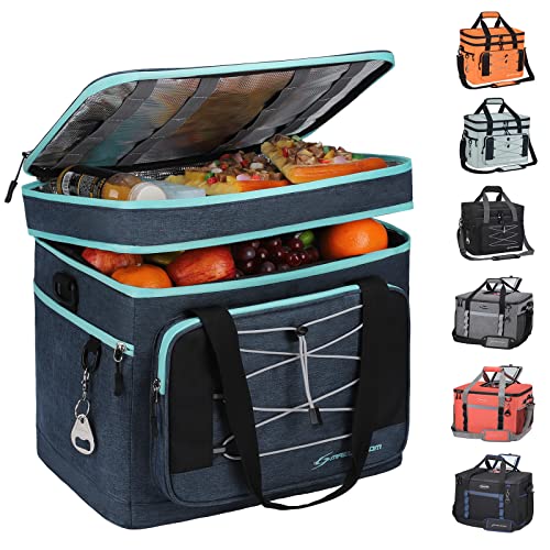 Maelstrom Collapsible Soft Sided Cooler - 60 Cans Extra Large Lunch Cooler Bag Insulated Leakproof Camping Cooler, Portable for Grocery Shopping, Camping, Tailgating and Road Trips，Navy Blue