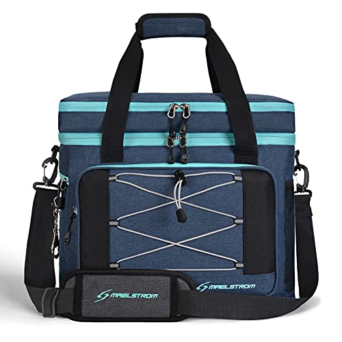 Maelstrom Collapsible Soft Sided Cooler - 60 Cans Extra Large Lunch Cooler Bag Insulated Leakproof Camping Cooler, Portable for Grocery Shopping, Camping, Tailgating and Road Trips，Navy Blue