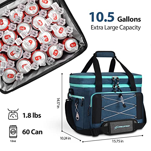 Maelstrom Collapsible Soft Sided Cooler - 60 Cans Extra Large Lunch Cooler Bag Insulated Leakproof Camping Cooler, Portable for Grocery Shopping, Camping, Tailgating and Road Trips，Navy Blue