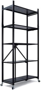 malson metal storage rack with wheels, 5-tier storage shelf heavy duty storage shelving unit and metal organizer wire rack for home office kitchen bathroom organization