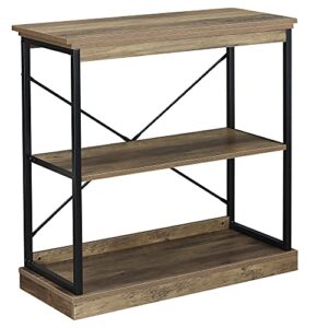 homcom 2-tier shelf, modern style bookshelf with metal frame for living room, bedroom, and office, brown