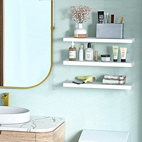 AIKTOTA Floating Shelves Wall Mounted,White Round Corner Wall Shelf,White Shelves for Bathroom,Perfect for Bedroom,Bathroom,Kitchen,Living Room,etc