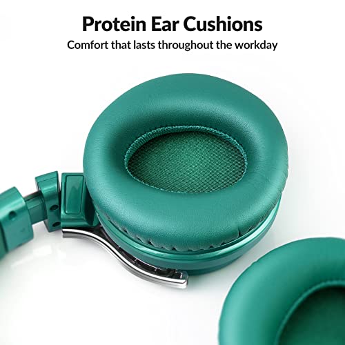 Silensys E7 Active Noise Cancelling Headphones Bluetooth Headphones with Microphone Deep Bass Wireless Headphones Over Ear, Comfortable Protein Earpads, 30 Hours Playtime for Travel/Work, Green