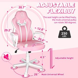 JOYFLY Pink Gaming Chair, Computer Gaming Chair for Adults Teens Kids Gamer Chair Video Game Chairs, Silla Gamer Ergonomic PC Office Chair with Lumbar Support（Pink）