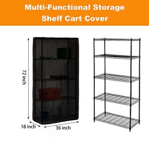 Storage Shelf Cart Cover,Waterproof Storage Shelving Unit Cover Protective Storage Rack Dust Cover Fits up to 4-5 Tier Multipurpose Shelf Warehouse Basement Kitchen Living Room (36 x 18 x 72 Inch)