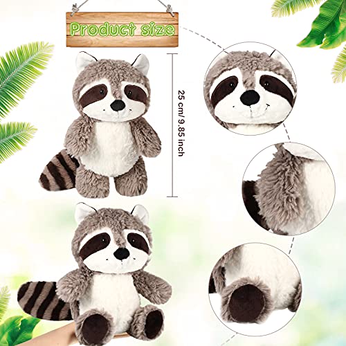 2 Pieces Raccoon Stuffed Animal Small Raccoon Plush Animal Cute Stuffed Raccoon Brown Raccoon Plushie Woodland Raccoon Plush Toy Soft Plush Animal Doll for Babies Children Kids Girls Boys (10 Inches)