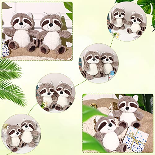 2 Pieces Raccoon Stuffed Animal Small Raccoon Plush Animal Cute Stuffed Raccoon Brown Raccoon Plushie Woodland Raccoon Plush Toy Soft Plush Animal Doll for Babies Children Kids Girls Boys (10 Inches)