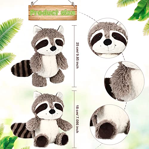 2 Pieces Raccoon Stuffed Animal Small Raccoon Plush Animal Cute Stuffed Raccoon Brown Raccoon Plushie Woodland Raccoon Plush Toy Soft Plush Animal Doll for Babies Children Kids Girls Boys (10 Inches)