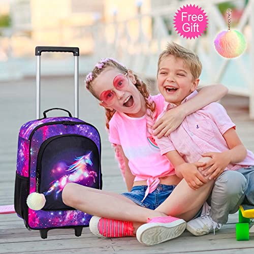 UFNDC Kids Suitcase for Girls, Unicorn Luggage Rolling with Wheels，Travel Carry on for Children Toddler elementary