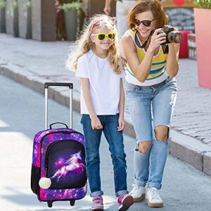 UFNDC Kids Suitcase for Girls, Unicorn Luggage Rolling with Wheels，Travel Carry on for Children Toddler elementary