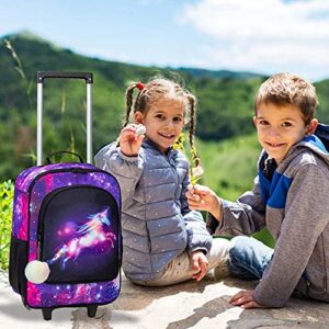 UFNDC Kids Suitcase for Girls, Unicorn Luggage Rolling with Wheels，Travel Carry on for Children Toddler elementary