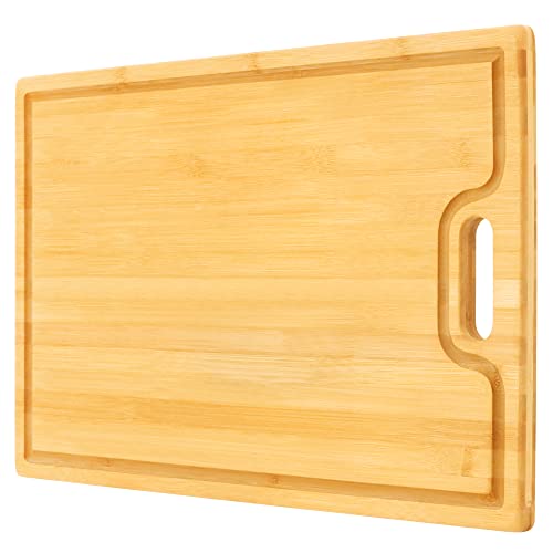 VaeFae 24 x 16 Inch XXX-Large Bamboo Cutting Board with Cutout Handle and Juice Groove, Heavy Kitchen Chopping Board for Meat and Vegetables