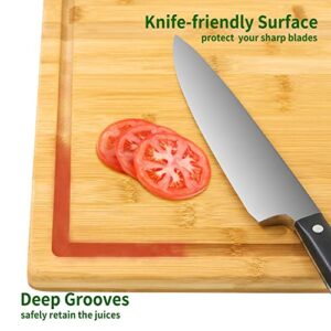 VaeFae 24 x 16 Inch XXX-Large Bamboo Cutting Board with Cutout Handle and Juice Groove, Heavy Kitchen Chopping Board for Meat and Vegetables