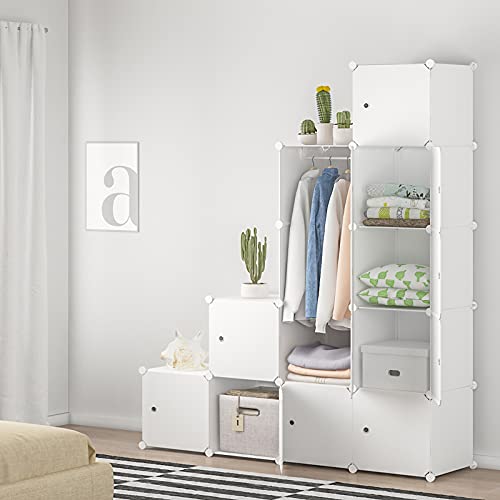 Aeitc Large Storage Cubes- 14''x 18'' (12 Cube)-Clothes , DIY , Closet Organizer with Doors, Modular Bookshelf Units, Toy Organizer, White