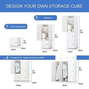 Aeitc Large Storage Cubes- 14''x 18'' (12 Cube)-Clothes , DIY , Closet Organizer with Doors, Modular Bookshelf Units, Toy Organizer, White