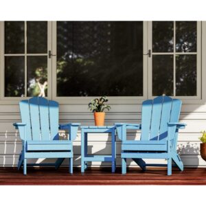 KINGYES Folding Adirondack Chair, HDPE All-Weather Folding Adirondack Chair, Light Blue