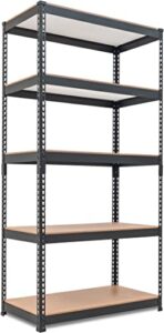 homedant 5 tier laminated metal shelving unit adjustable garage storage utility rack heavy duty shelves organization multipurpose shelf warehouse basement pantry shed 35.9" w x 18.2" d x 71.3" h 1pack