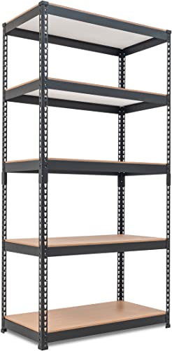 HOMEDANT 5 Tier Laminated Metal Shelving Unit Adjustable Garage Storage Utility Rack Heavy Duty Shelves Organization Multipurpose Shelf Warehouse Basement Pantry Shed 35.9" W x 18.2" D x 71.3" H 1Pack