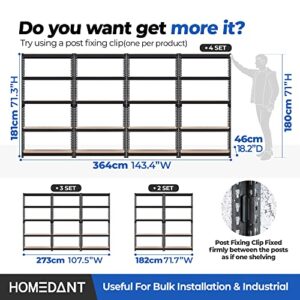 HOMEDANT 5 Tier Laminated Metal Shelving Unit Adjustable Garage Storage Utility Rack Heavy Duty Shelves Organization Multipurpose Shelf Warehouse Basement Pantry Shed 35.9" W x 18.2" D x 71.3" H 1Pack