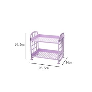 lasenersm 1 Piece Plastic Bathroom Storage Shelf 2 Layer Desktop Shelf Bathroom Countertop Organizer Cosmetic Makeup Storage Rack Home Organization Storage Shelf Holder, Purple