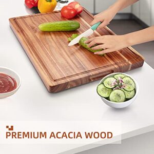 Cibeat Extra Large Wood Cutting Board 24 x 18 Inch, 1.2 Inches Thick Butcher Block, Reversible Wooden Kitchen Block, over Stove Cutting Board, with Side Handles and Juice Grooves