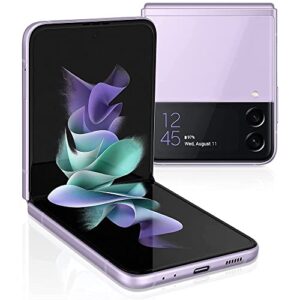 samsung galaxy z flip3 5g (128gb, 8gb) 6.7" amoled, snapdragon 888, 5g volte, fully unlocked, f711u, lavender (renewed)