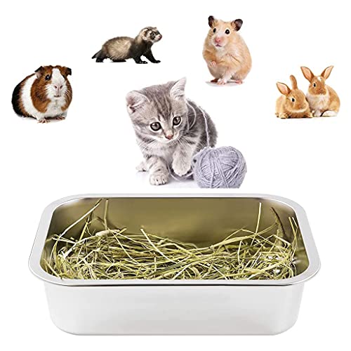 Stainless Steel Litter Box, Metal Cats Litter Pan Toilet Litter Box for Kittens, Rabbits, Hamster Small Animals, Nonstick, Smooth Surface