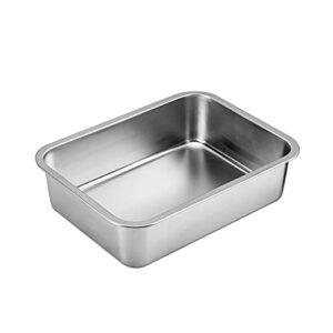 Stainless Steel Litter Box, Metal Cats Litter Pan Toilet Litter Box for Kittens, Rabbits, Hamster Small Animals, Nonstick, Smooth Surface